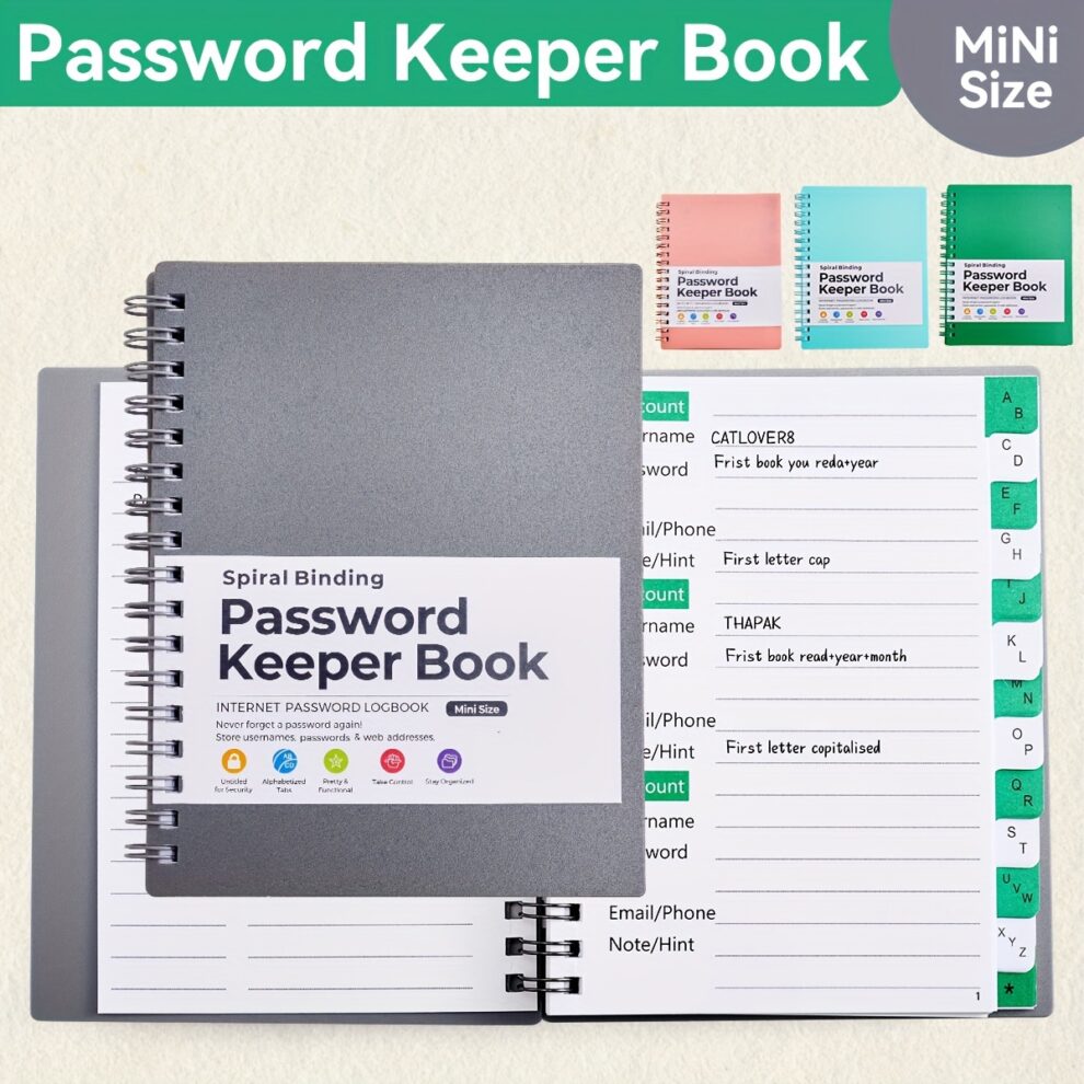 Compact Alphabetical Password Keeper Journal Mini Password Logbook For ...