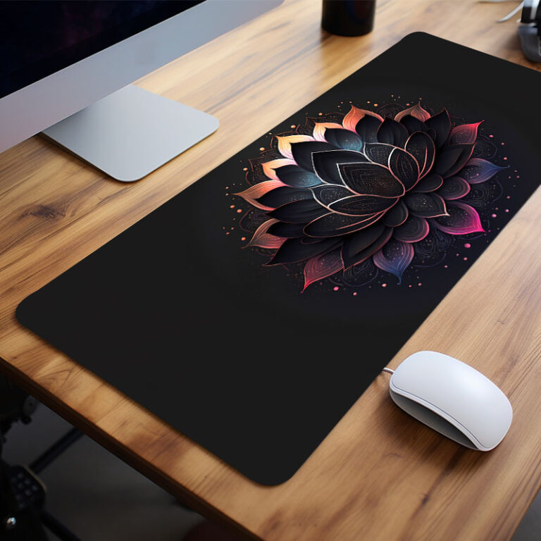 Large Black Lotus Gaming Desk Mouse Pad Nonslip Durable Precision ...