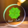 Lucky Fourleaf Clover Acrylic Paperweight Motivational Desk Decor Gift ...