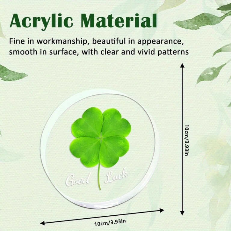 Lucky Fourleaf Clover Acrylic Paperweight Motivational Desk Decor Gift ...