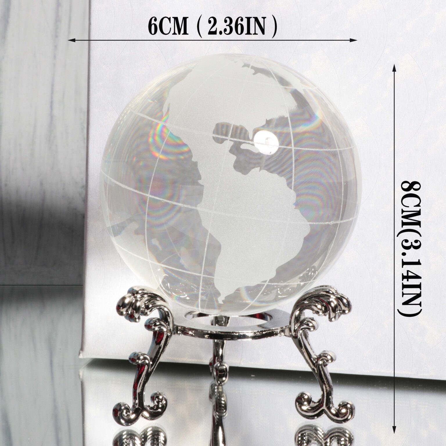 60mm Crystal Glass Sphere Paperweight Elegant Home Decor Desk Ornament ...