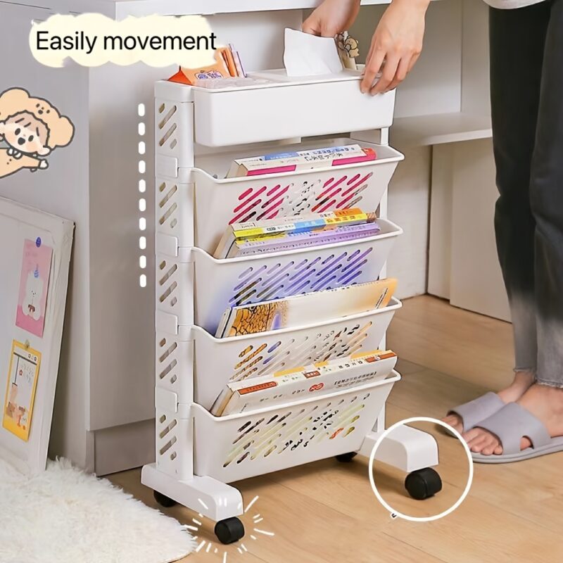 Spacesaving Multitier Bookshelf With Wheels Versatile Removable Design ...
