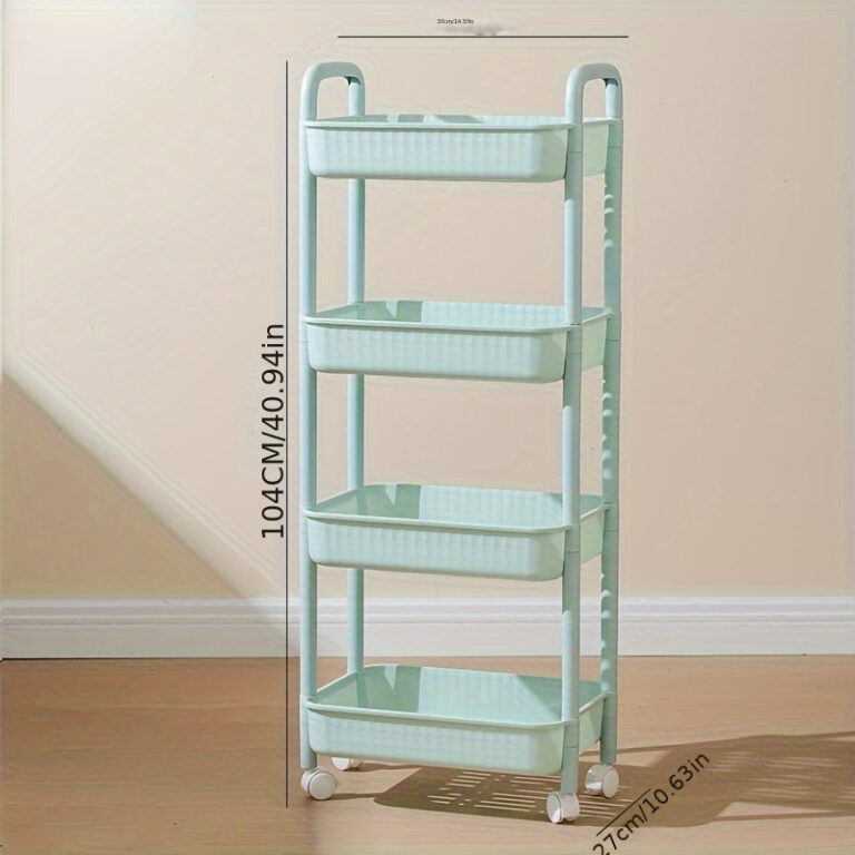 Compact Multilayer Mobile Storage Cart With Handrails 33lb Capacity ...