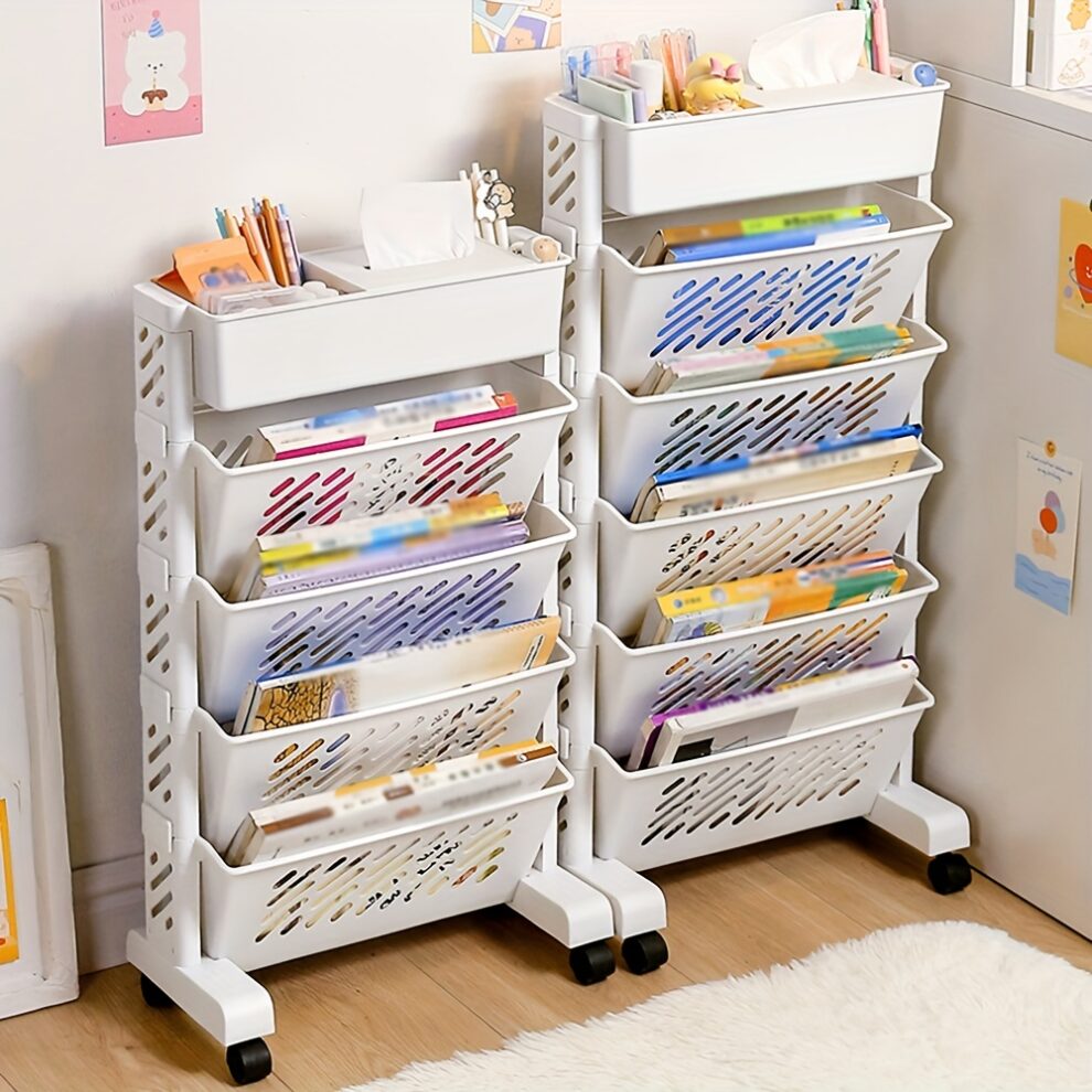 Compact Multitier Rolling Bookshelf Stackable Home Office Storage ...