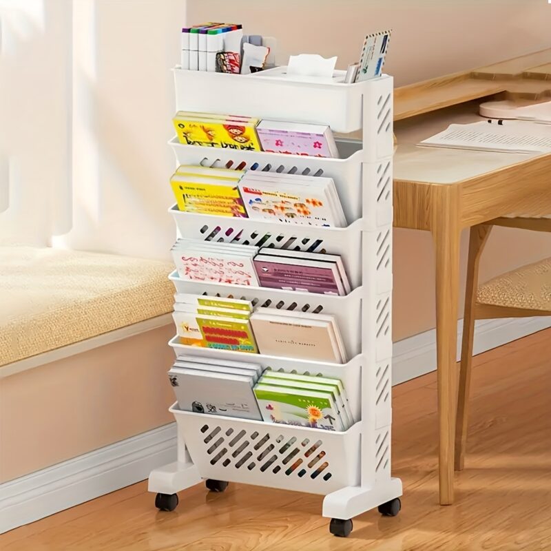 Compact Multitier Rolling Bookshelf Stackable Home Office Storage ...
