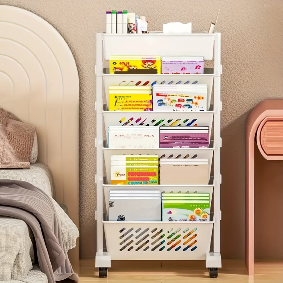 Compact Multitier Rolling Bookshelf Stackable Home Office Storage ...