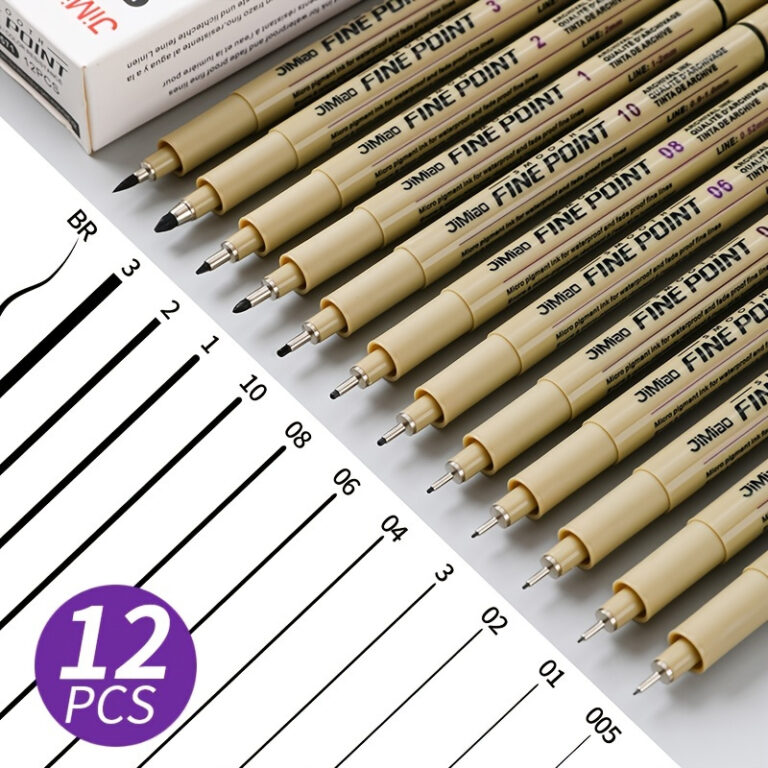12pack Professional Black Fineliner Pens Multiple Tip Sizes For Artists ...