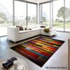 Washable Faux Cashmere Area Rug Vibrant Nonslip Design For Office ...