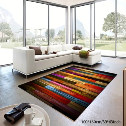 Washable Faux Cashmere Area Rug Vibrant Nonslip Design For Office ...