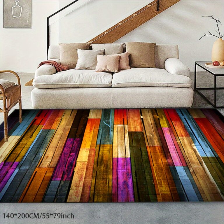 Washable Faux Cashmere Area Rug Vibrant Nonslip Design For Office ...