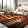 Washable Faux Cashmere Area Rug Vibrant Nonslip Design For Office ...