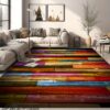 Washable Faux Cashmere Area Rug Vibrant Nonslip Design For Office ...