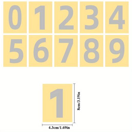 10pcs Reflective Number Stickers Waterproof Selfadhesive Labels For ...