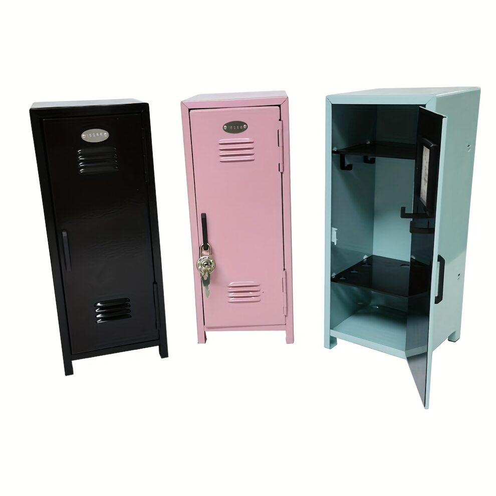 Charming Mini Metal Locker Kids Doll Clothes Storage With Key Lock ...
