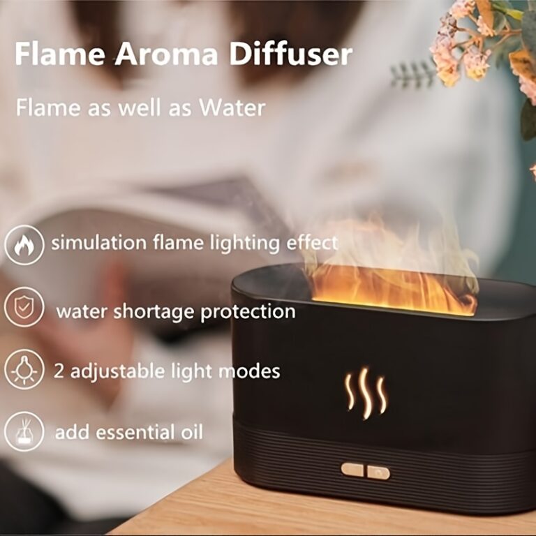 Flame Effect Humidifier Soothing Light Cool Mist Usb Diffuser Purifier ...