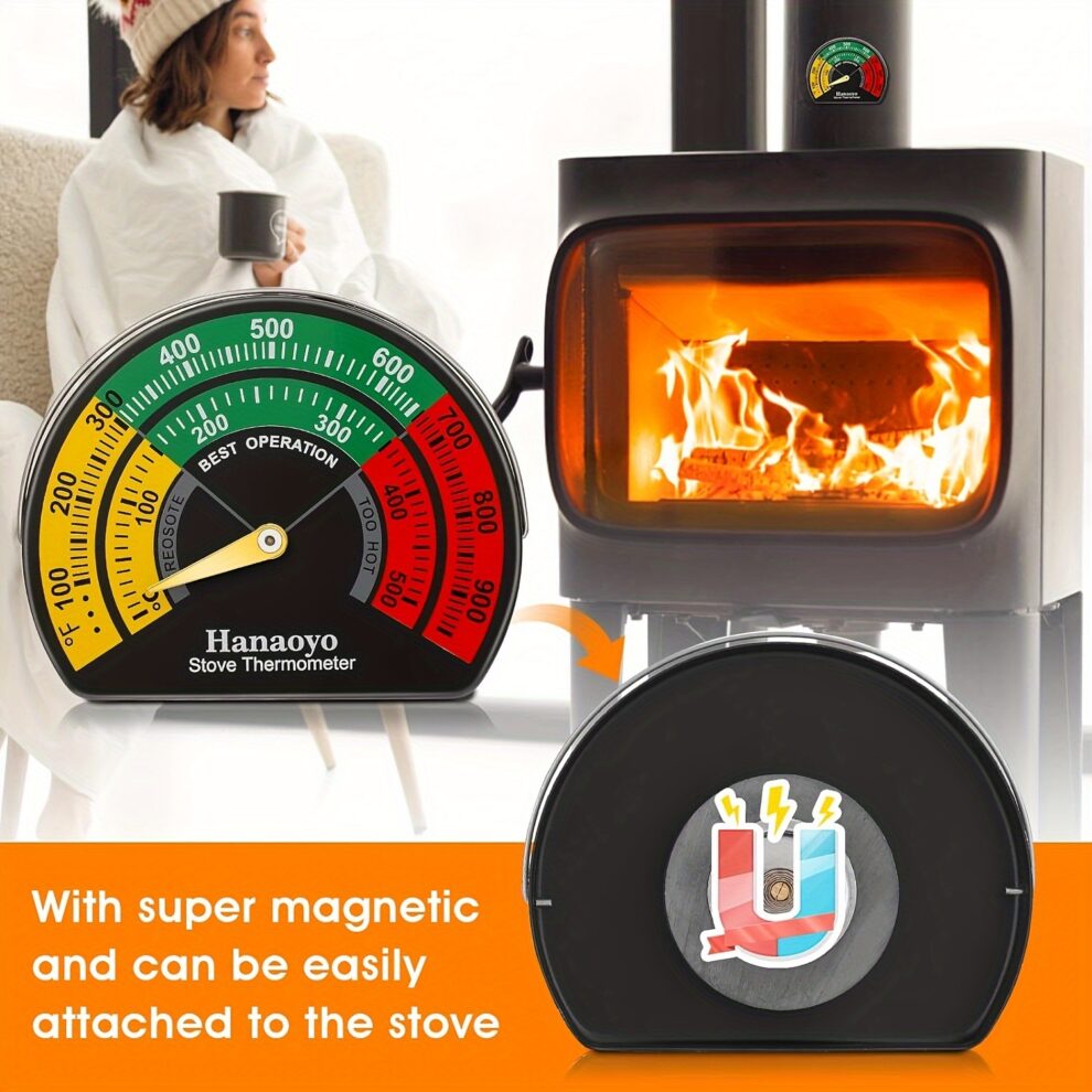 Accurate Wood Stove Thermometer Magnetic Large Dial Precise Temperature ...