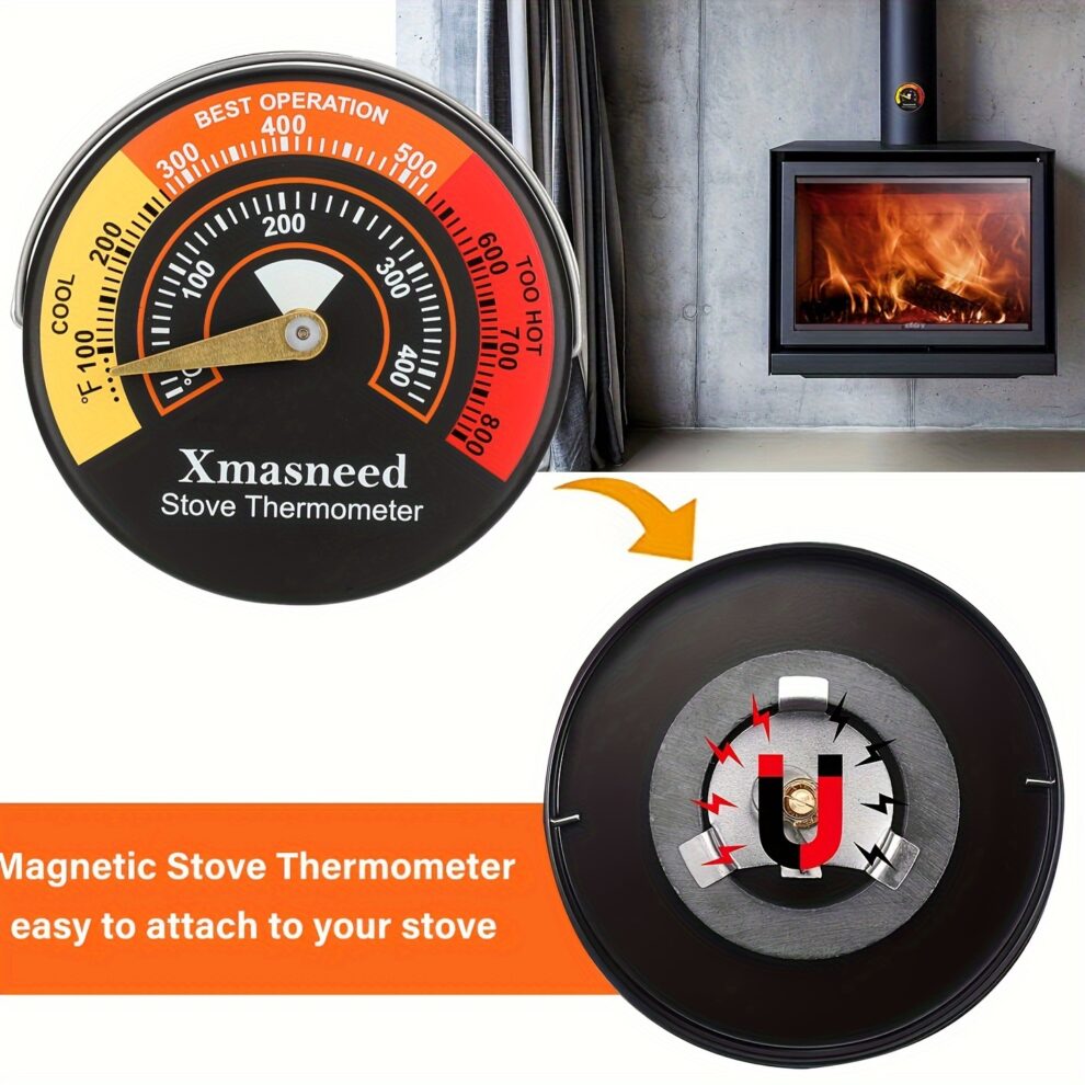 Accurate Magnetic Wood Stove Thermometer Prevent Overheating Durable ...