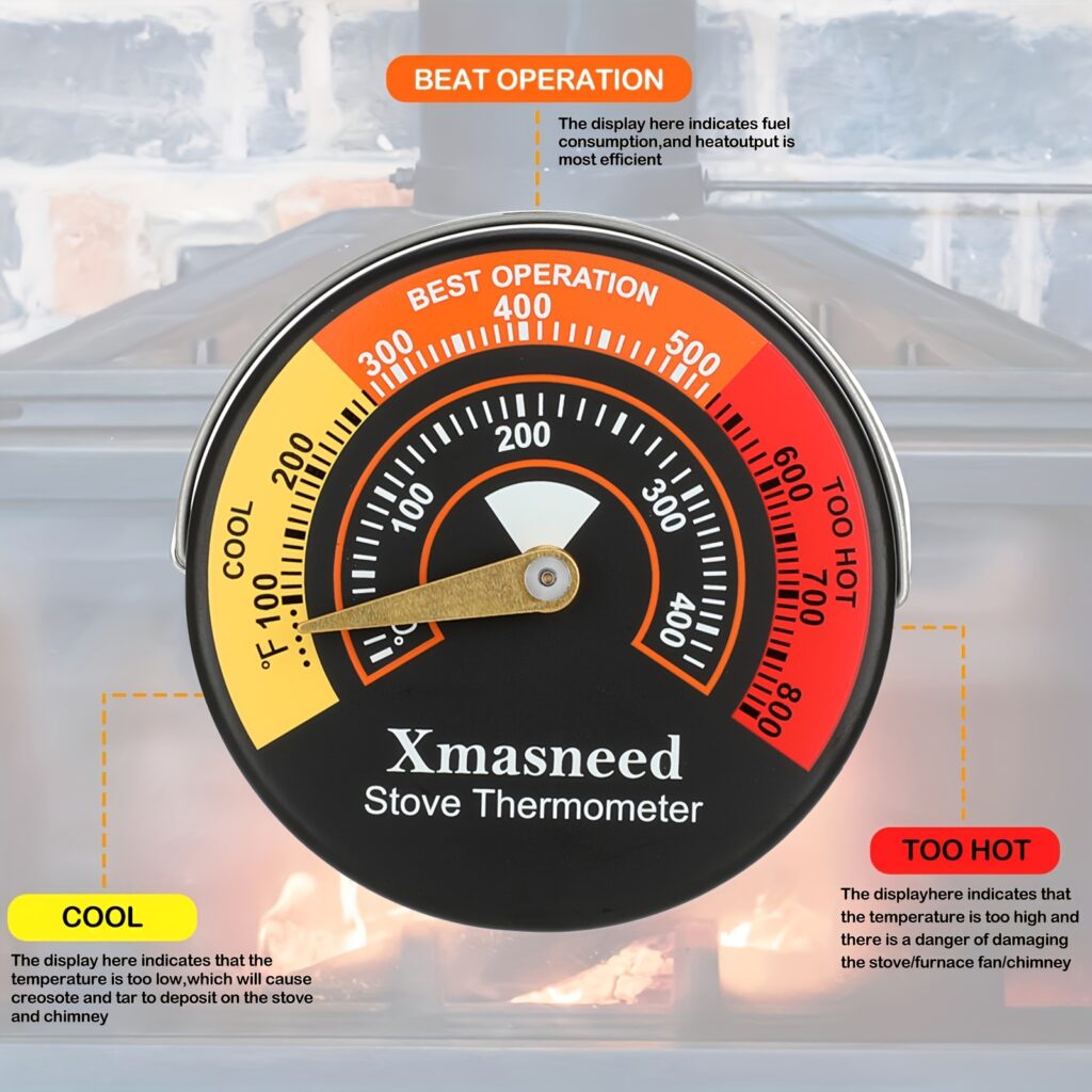 Accurate Magnetic Wood Stove Thermometer Prevent Overheating Durable ...