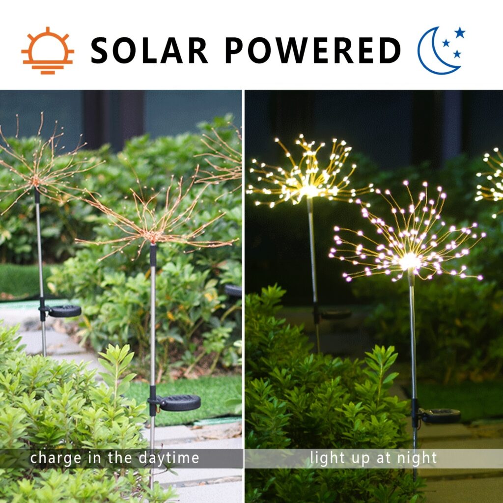 Solar Firework Starburst Fairy Lights Outdoor Garden Pathway Decoration ...